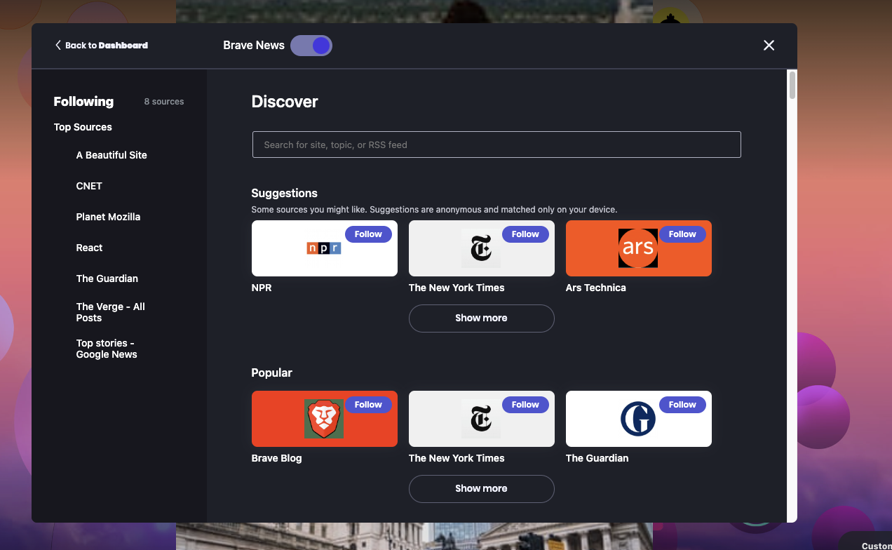 Brave News customize modal region selection · Issue #26518 · brave ...