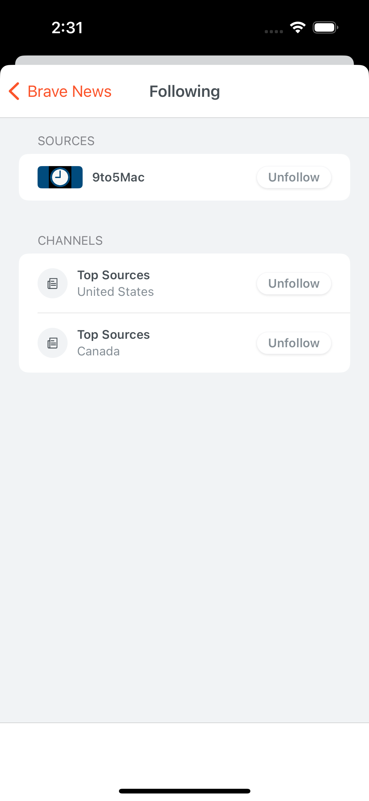Brave News channels in followed list should show region name if there ...