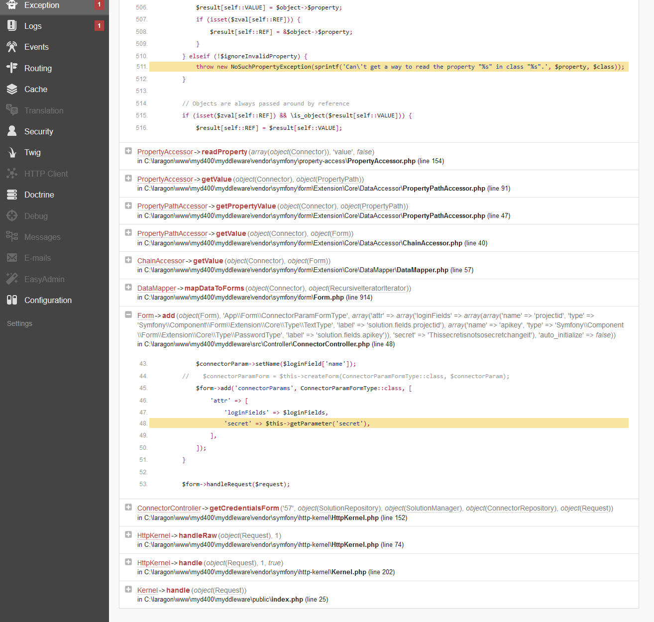 Error thrown when trying to create a connector (when selecting a Solution, the ConnectorParams ...