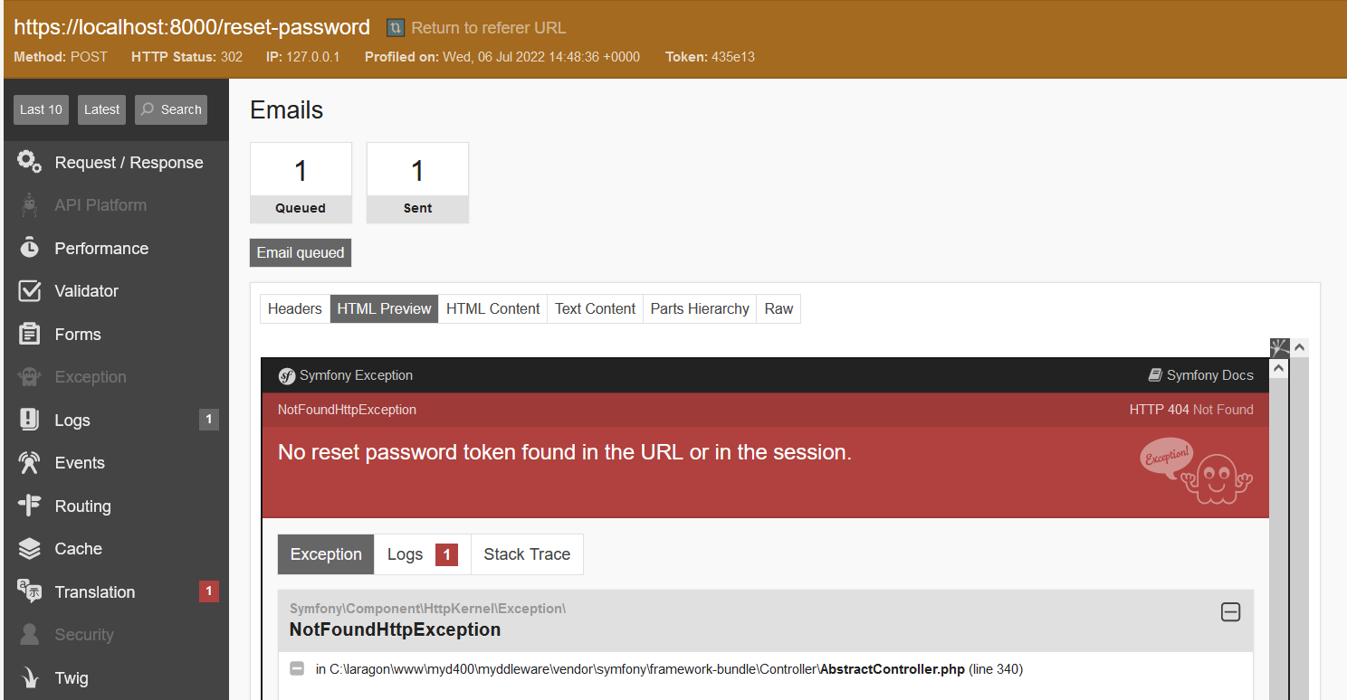 Reset Password Email Link throws "No reset password token found in the URL or in the session ...