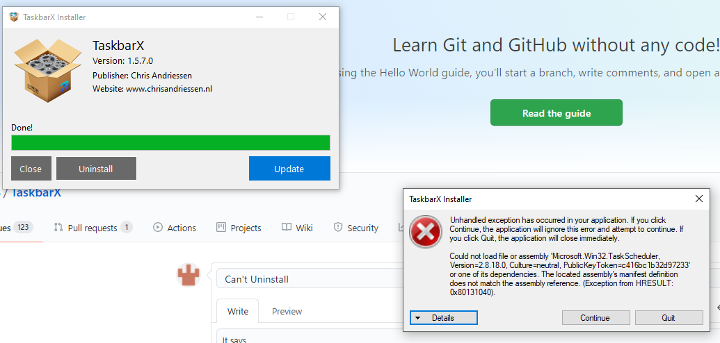 Can't Uninstall · Issue #457 · ChrisAnd1998/TaskbarX · GitHub