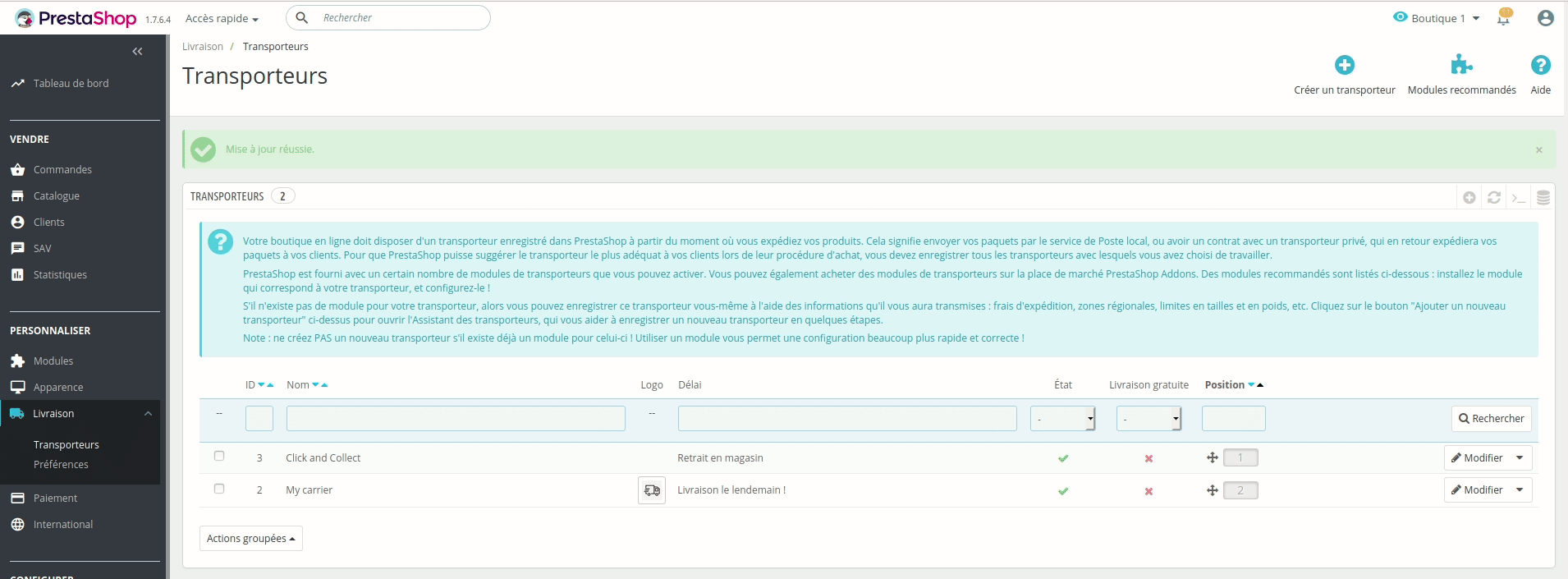 [Multishop] Cannot disable a carrier for only one shop · Issue #18833 · PrestaShop/PrestaShop ...