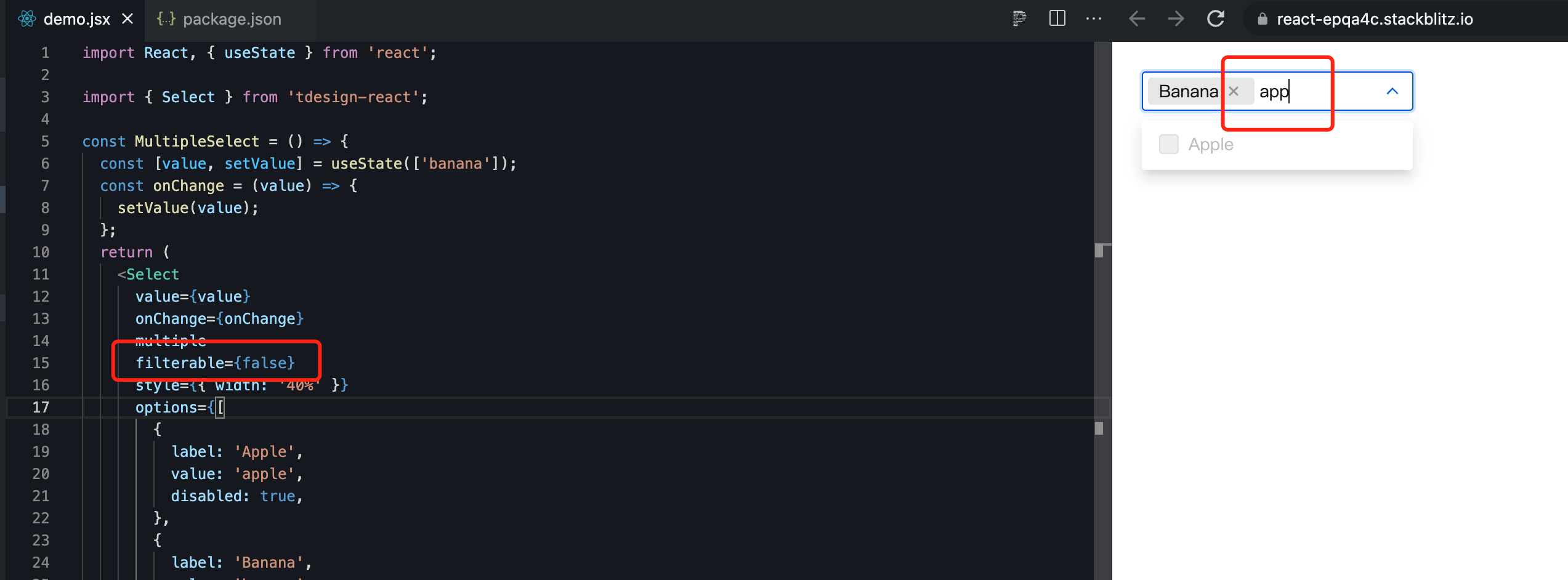 [Select] 当 multiple 为 true 的时候，筛选(filter)功能无法关闭 · Issue #801 · Tencent/tdesign-react · GitHub