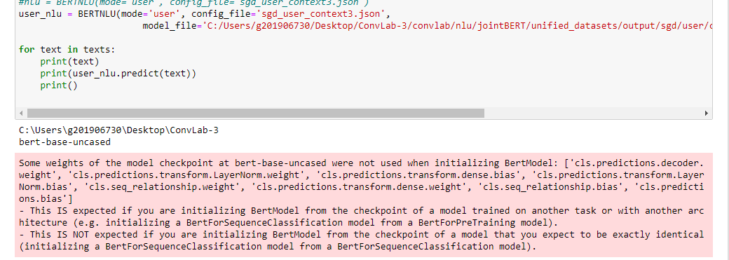 NLU Usage for JointBERT and sgd dataset [BUG] · Issue #111 · ConvLab/ConvLab-3 · GitHub