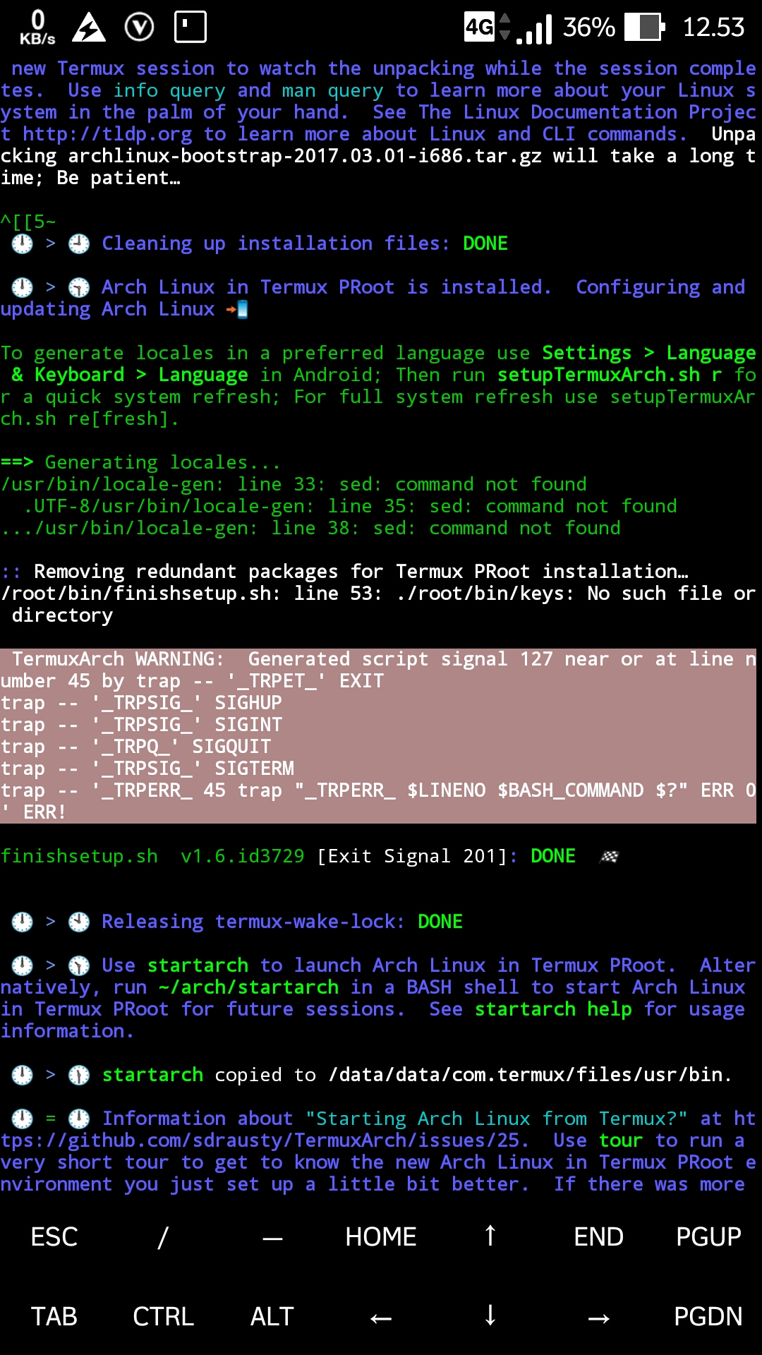 PRoot can't sanitize binding warning · Issue #123 · SDRausty/TermuxArch · GitHub