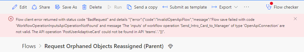 [CoE Starter Kit - BUG] DoD and GCC High with Adaptive Cards: Request Orphaned Objects ...