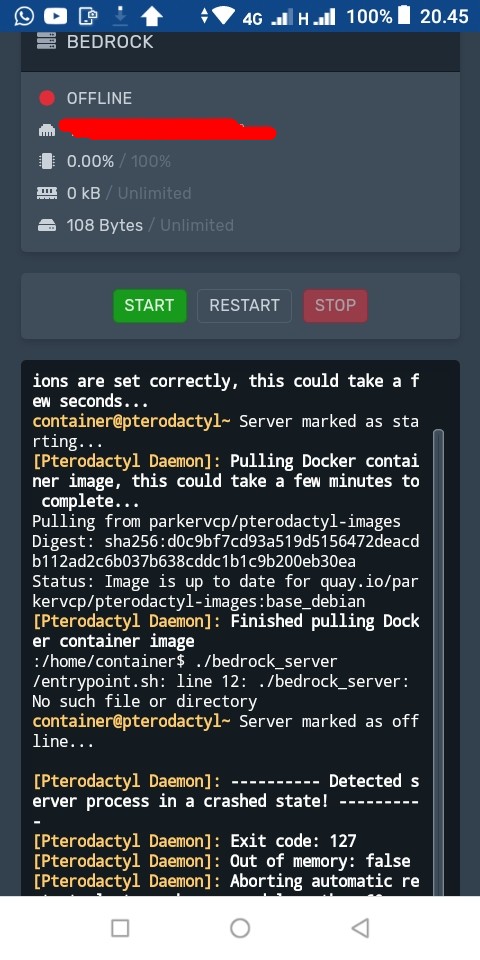 Pls Help Me Error Vanilla Bedrock · Issue 1221 · Pelican Eggseggs 