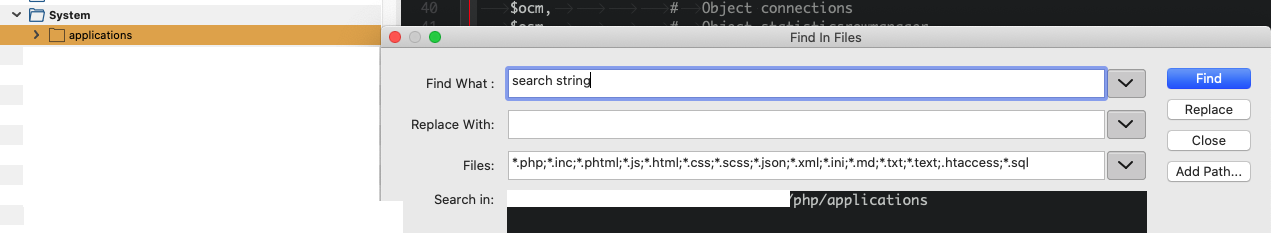 Find in files requires explicit left click on Workspace directory even when directory is already ...