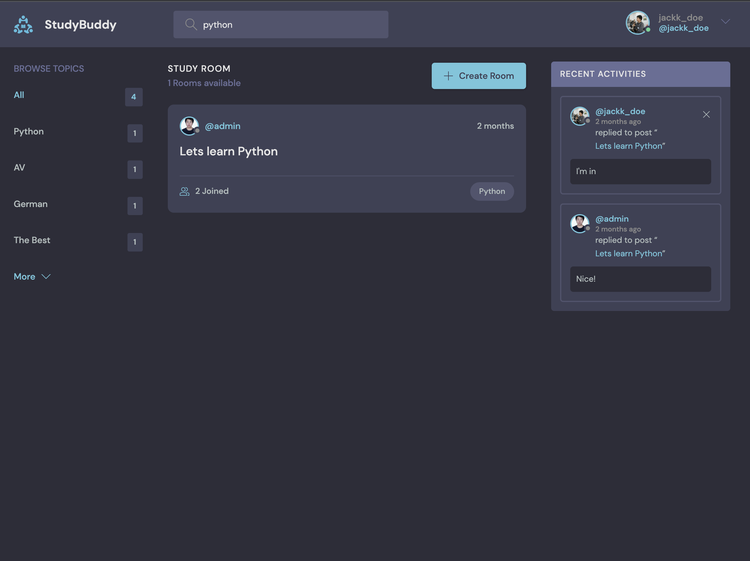 GitHub - Jackk-Doe/StudyBud: Twitter-like Django project