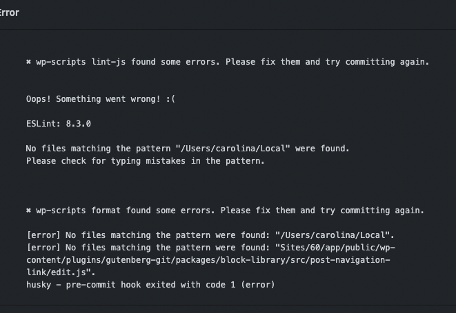 ESLint does not accept spaces in the path? · Issue #42588 · WordPress/gutenberg · GitHub