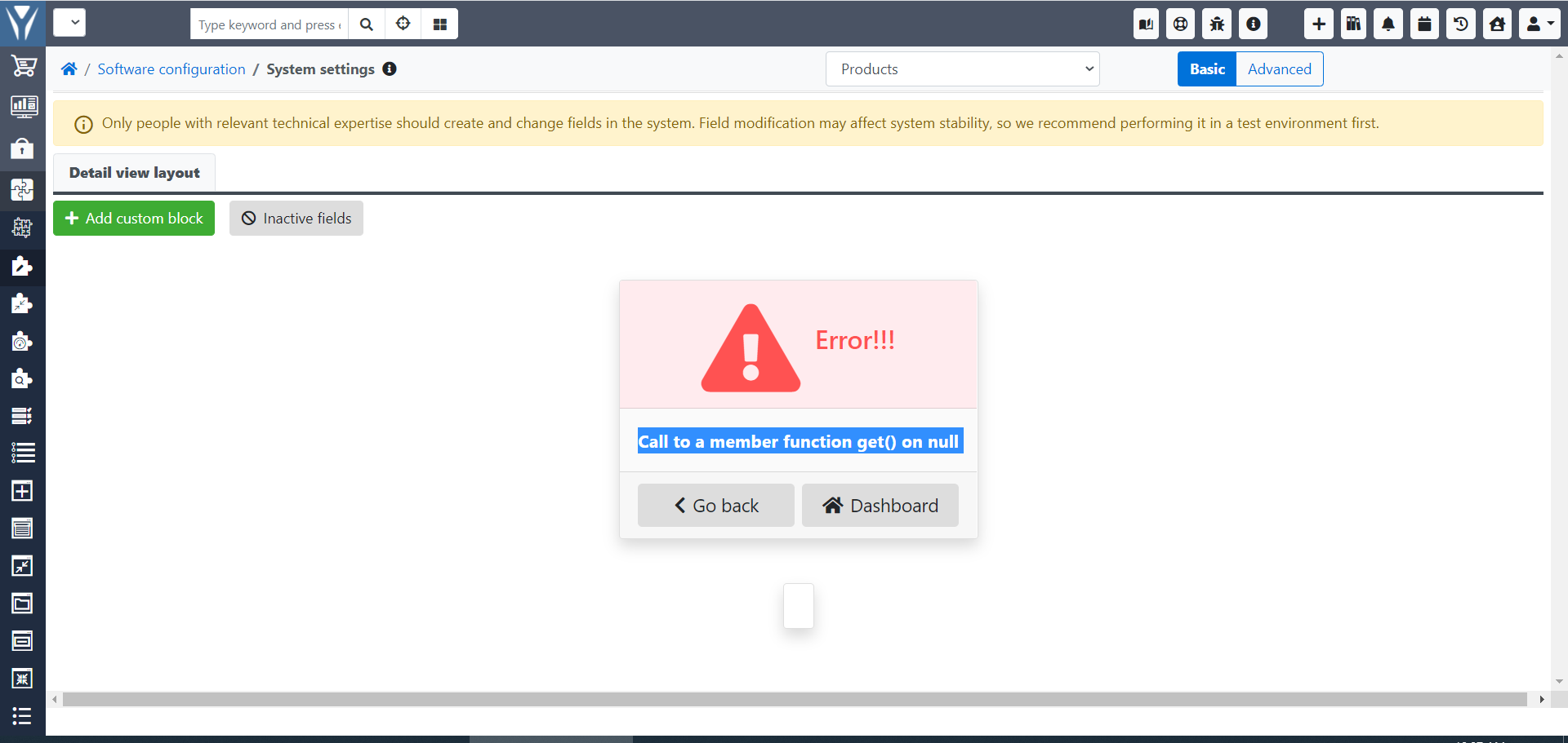 [bug] Call to a member function get() on null on Module Field editing Yetiforce 6.1 · Issue ...