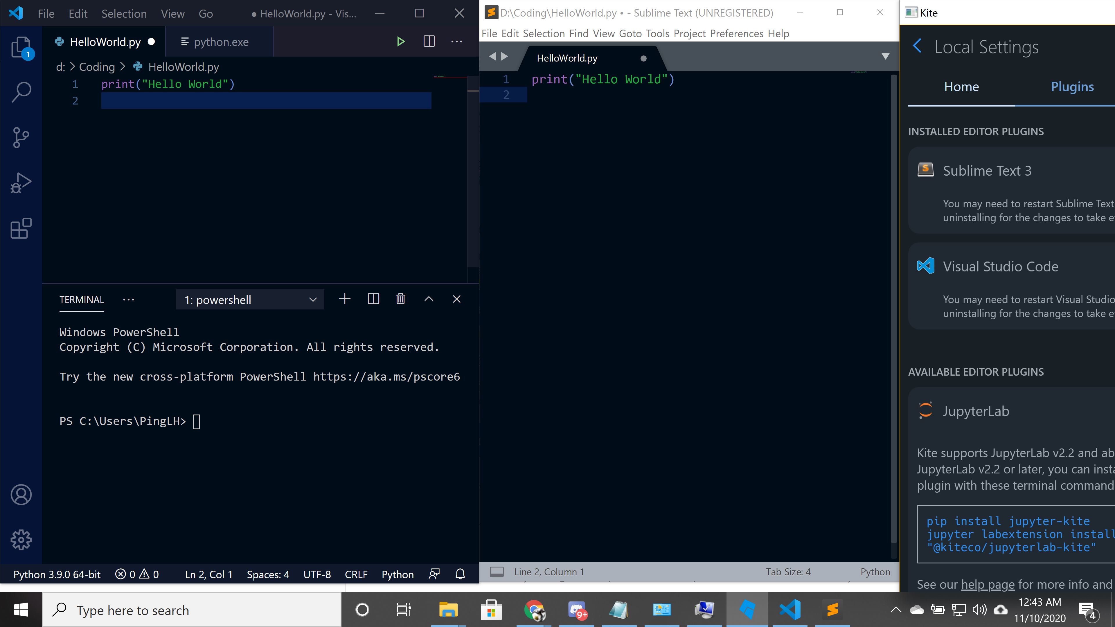 Unable to get Kite to work with VS Code and Sublime · Issue #472 · kiteco/issue-tracker · GitHub
