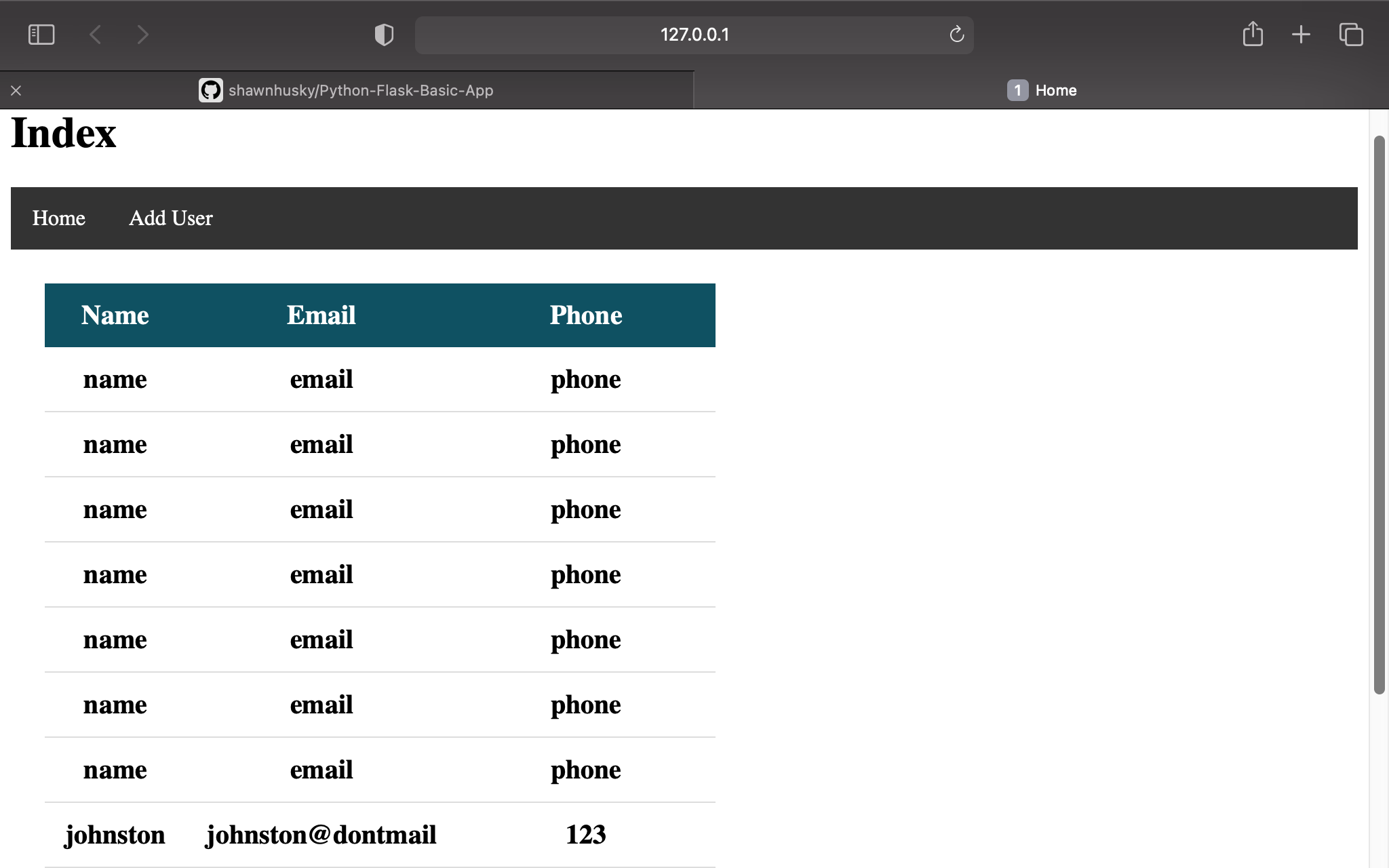 Github Shawnhuskypython Flask Basic App Python Flask And Sql Alchemy