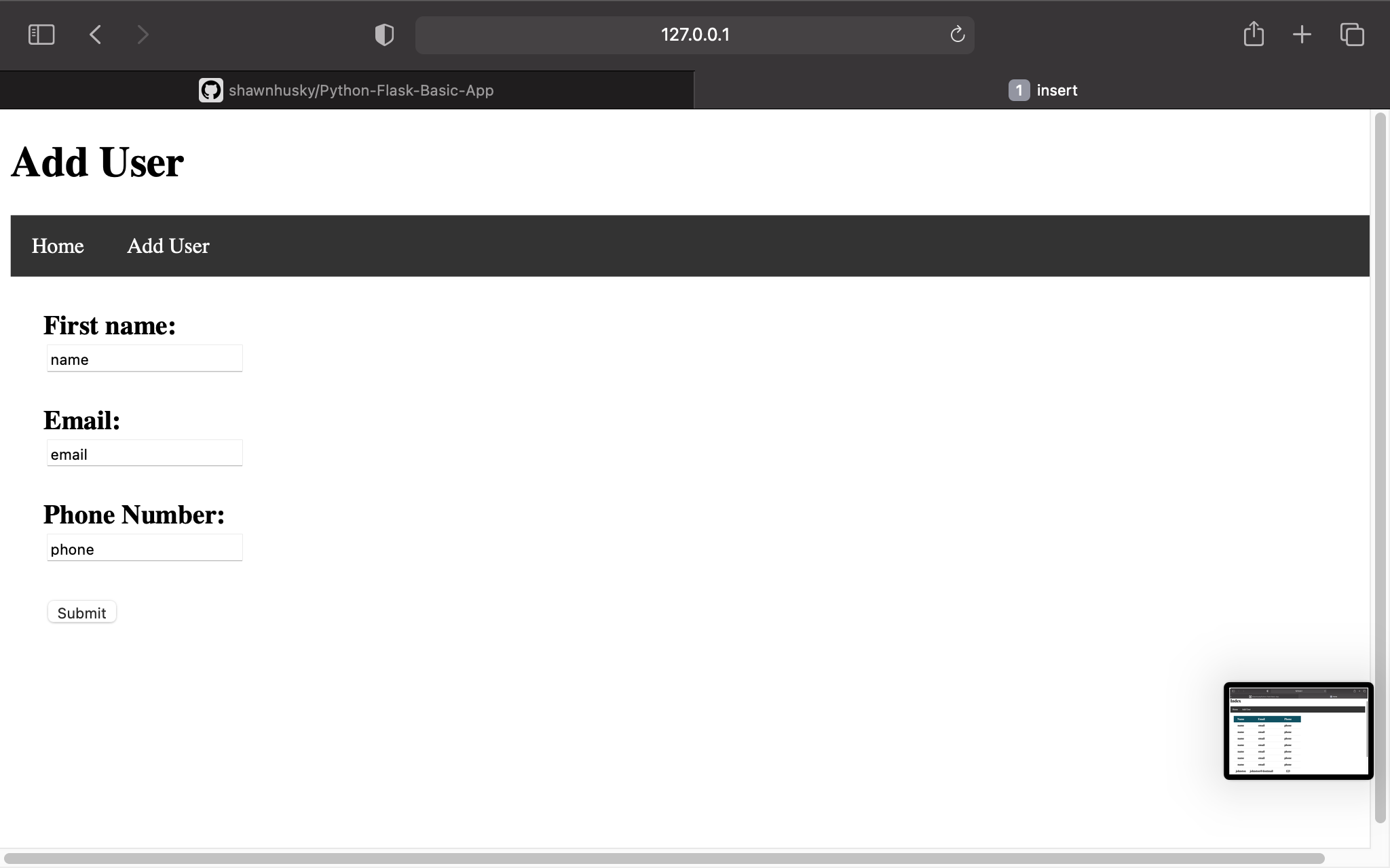 Github Shawnhuskypython Flask Basic App Python Flask And Sql Alchemy