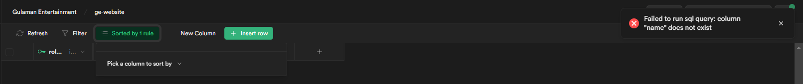Bug: Table Column Sorting Rule · Issue #10258 · supabase/supabase · GitHub