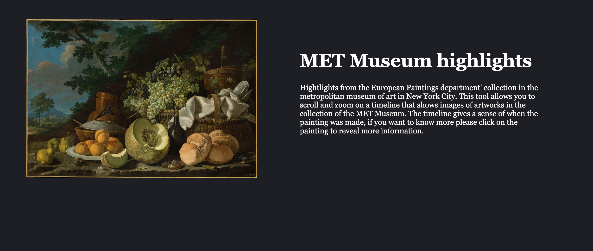 GitHub - norakramer1/tech-track: Application made using the MET museum API and d3.js library to ...