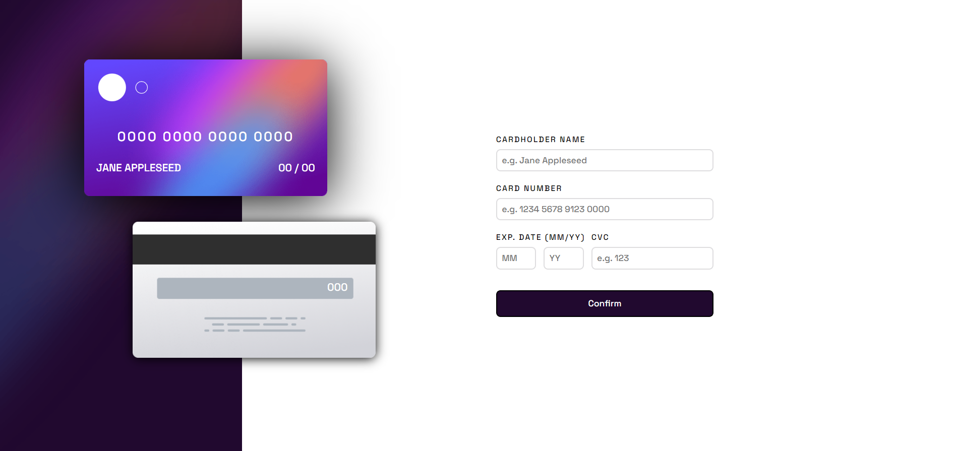 GitHub - Sannora/Interactive-Card-Details-Form-Frontend-Challenge: Website challenge that I've ...