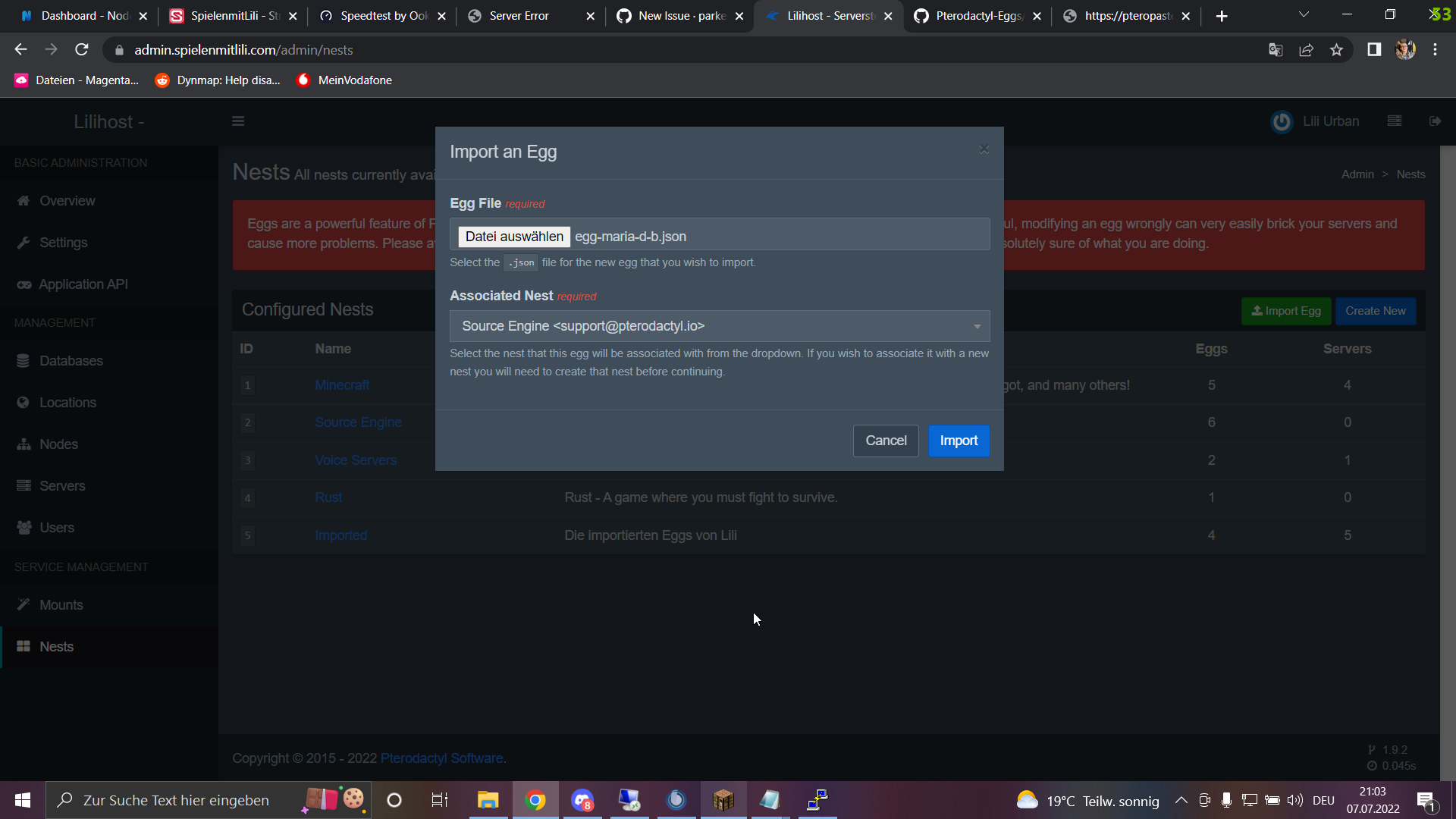 [Bug]: Panel crashing while importing MariaDB egg · Issue #1747 · pelican-eggs/eggs · GitHub