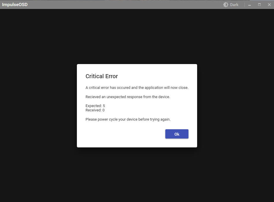 Critical Error upon plugging in Apex OSD · Issue #52 · ImpulseRC/OSD · GitHub