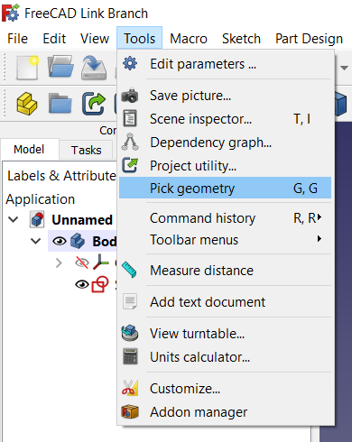 Shortcut missing in Pick geometries item in 3D View context menu · Issue #396 · realthunder ...