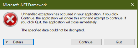 C# NET Framework Fails to decrypt files/Errors during installing/updating. · Issue #142 ...