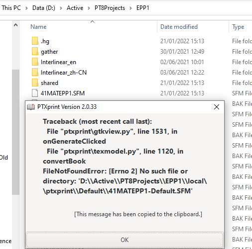 FileNotFoundError on Generate Final SFM · Issue #607 · sillsdev/ptx2pdf · GitHub