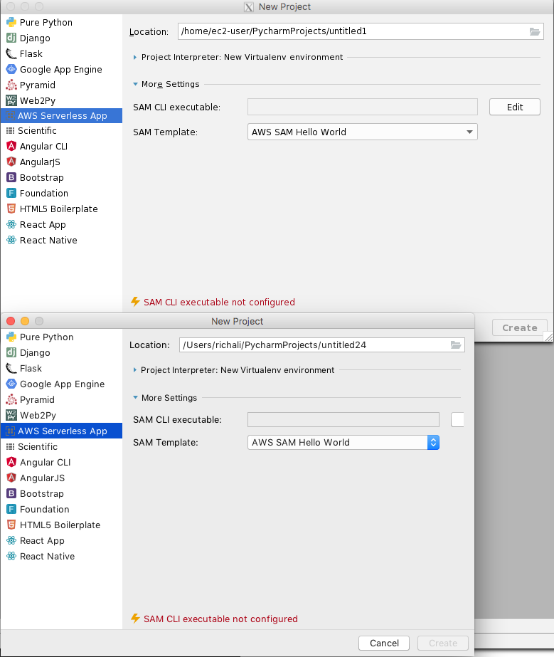 PyCharm init UI too small to show edit button for SAM CLI path · Issue #525 · aws/aws-toolkit ...