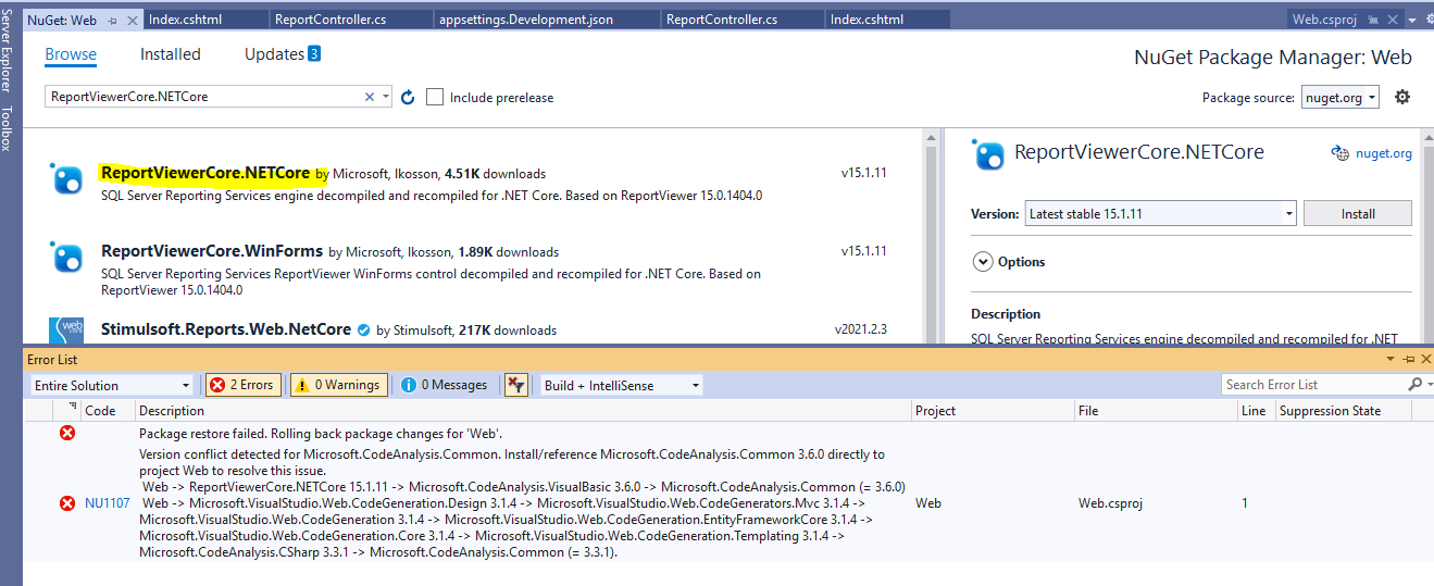 ReportViewerCore.NETCore Package Error · Issue #31693 · dotnet/aspnetcore · GitHub
