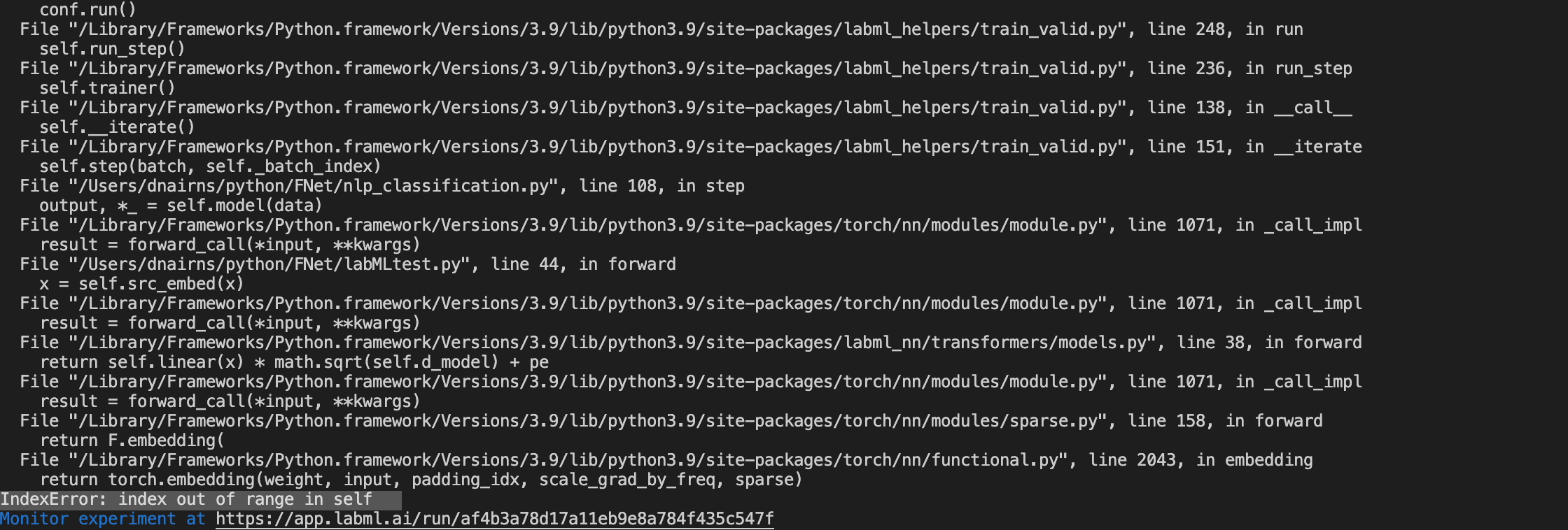 torch version to run a demo code for FNet,about labmlai/annotated_deep ...