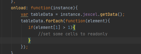 onload, set cell to readonly · Issue #1486 · jspreadsheet/ce · GitHub