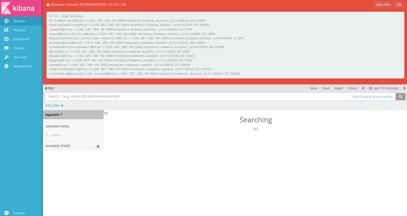 Kibana Discover shows "Discover: Not found" · Issue #14147 · elastic/kibana · GitHub