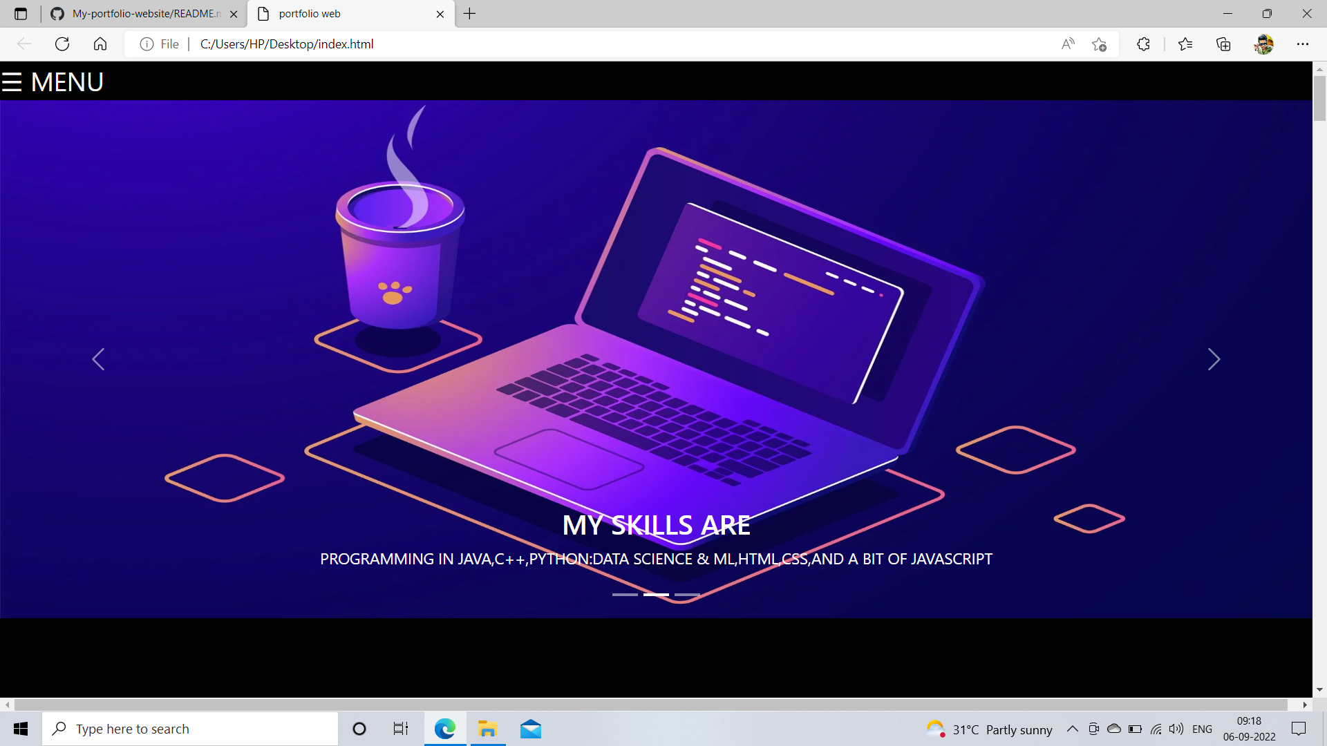 GitHub - subhamdey1234/My-portfolio-website: Its my portfolio website