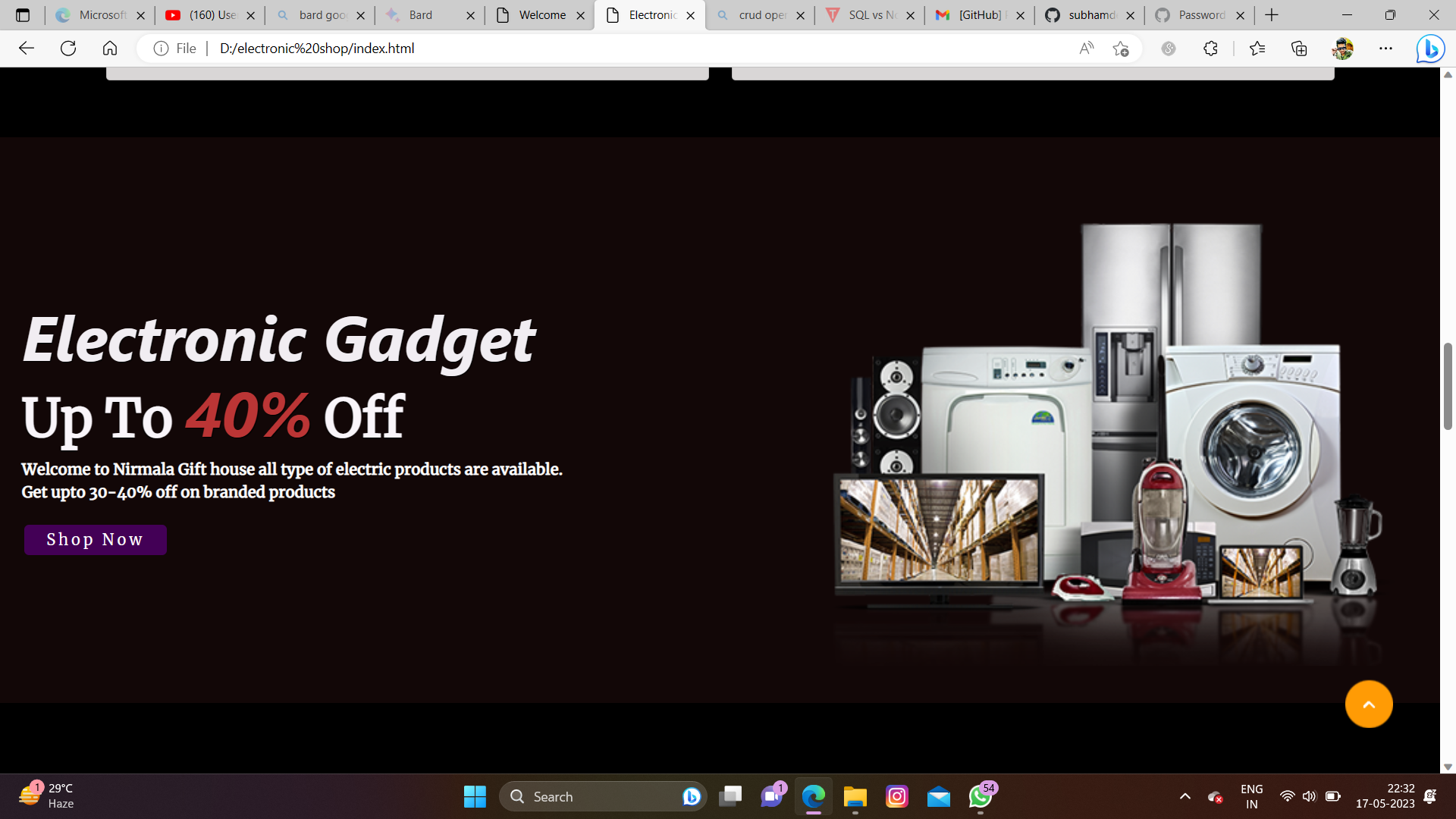 GitHub - subhamdey1234/electronic-shop: Created my Father's shop's ...