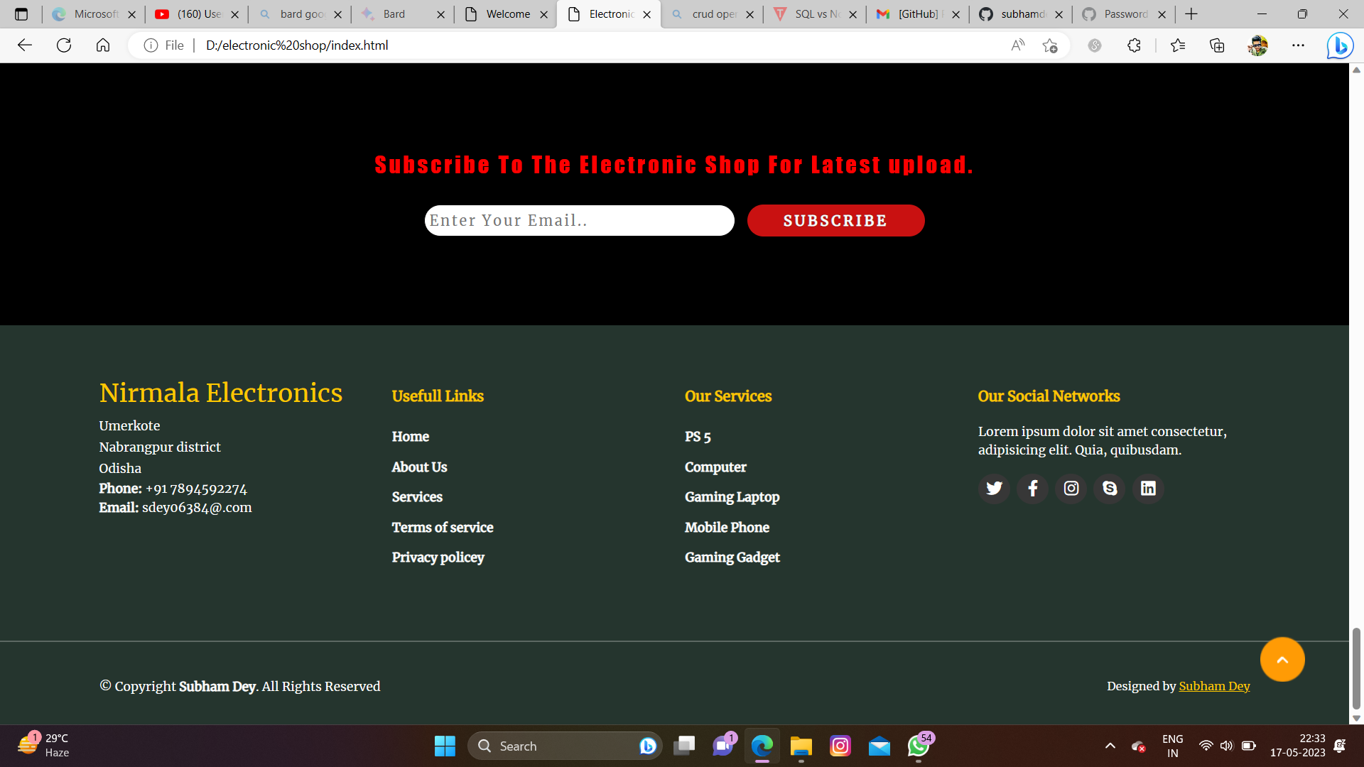 GitHub - subhamdey1234/electronic-shop: Created my Father's shop's ...