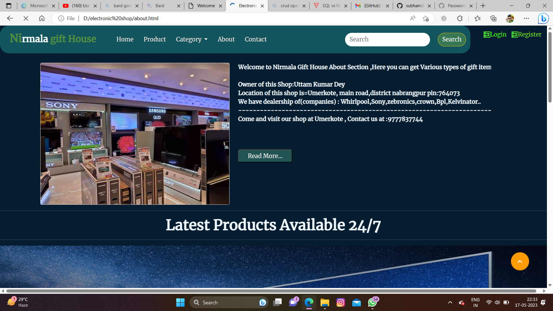 GitHub - subhamdey1234/electronic-shop: Created my Father's shop's website using HTML,CSS ...
