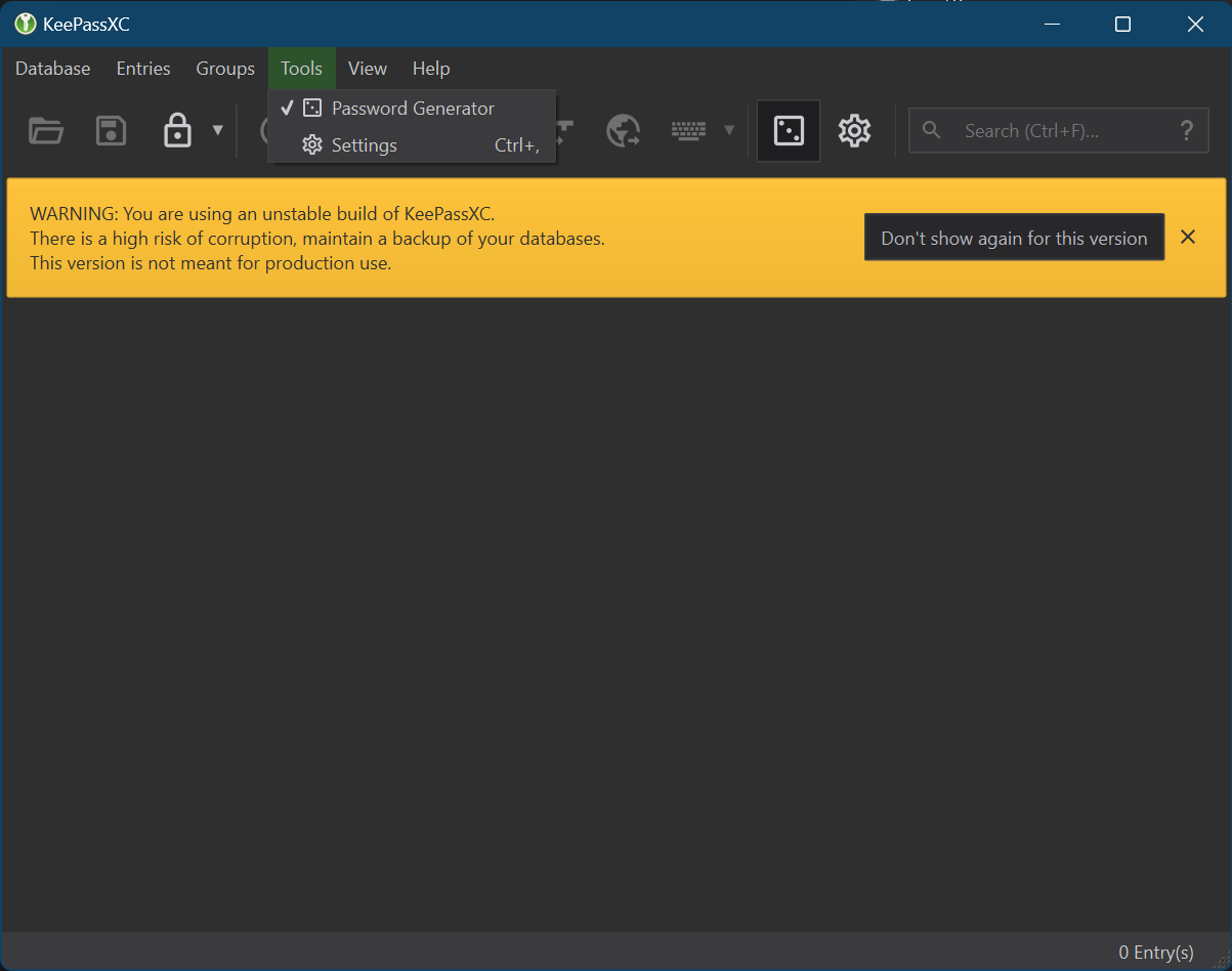 PW Generator will not open from main interface · Issue #9770 · keepassxreboot/keepassxc · GitHub