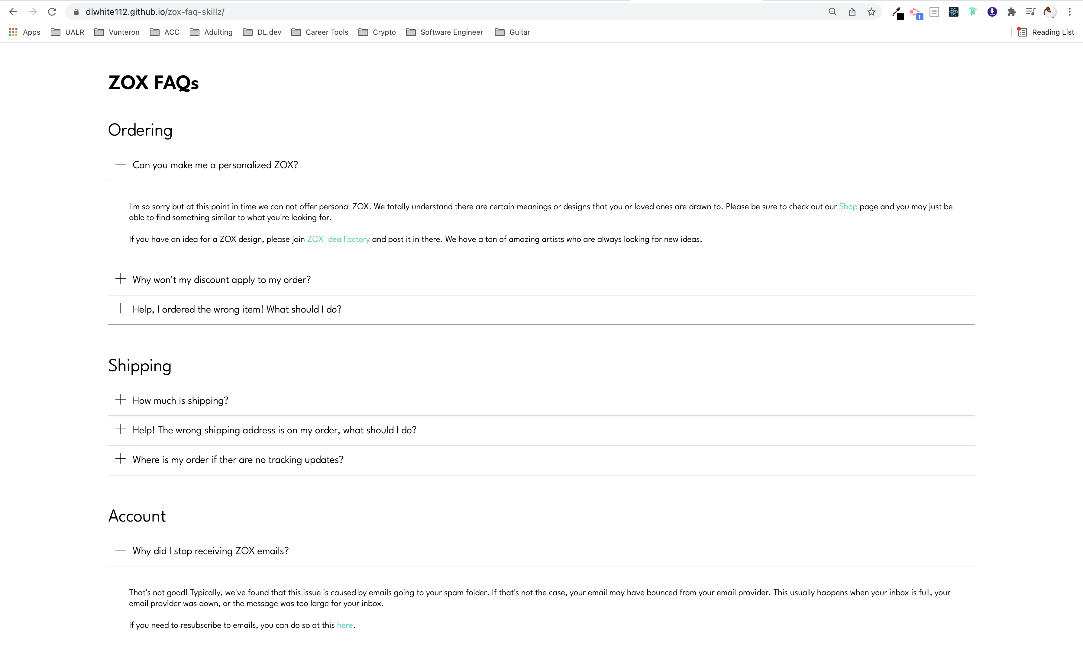 GitHub - dlwhite112/zox-faq-skillz: Frontend Exercise to recreate the FAQ section of ZOX ...