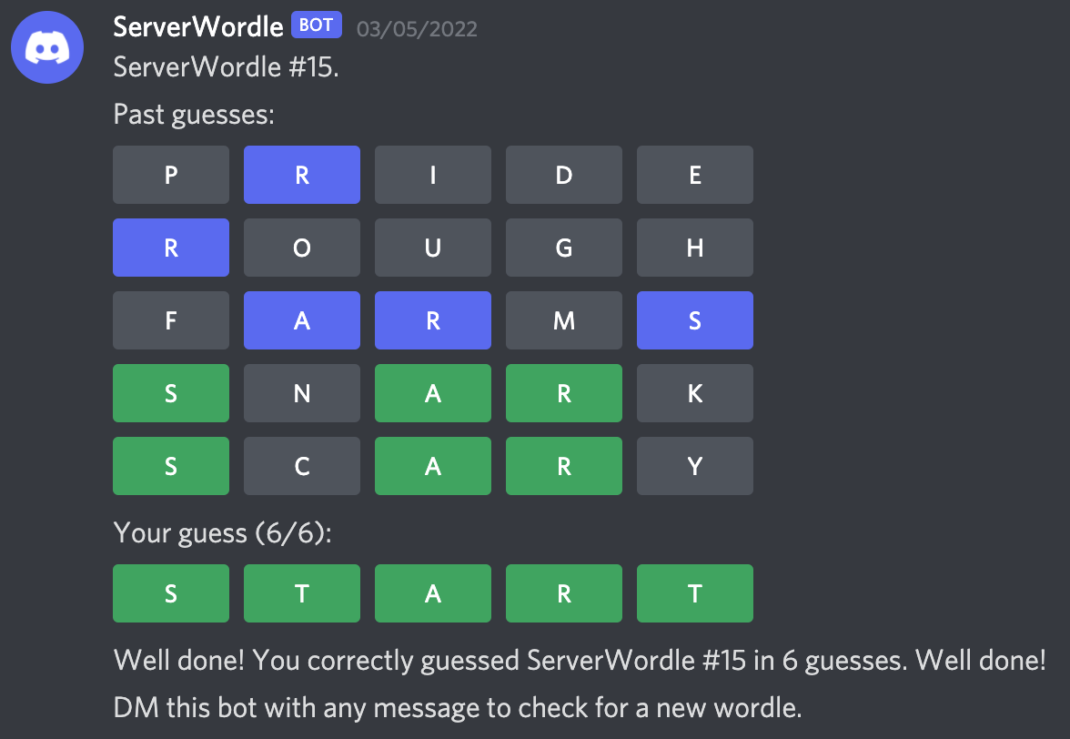 GitHub - jhodk/ServerWordle: Discord bot that you can play Wordle with ...