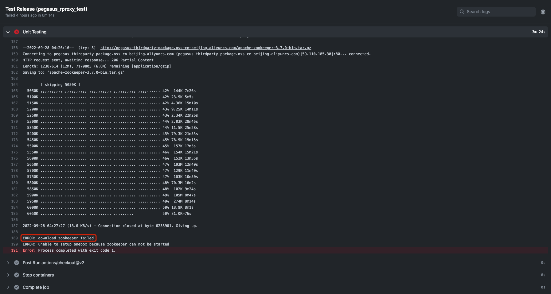 Download apache-zookeeper-3.7.0-bin.tar.gz during release building or third-parties image ...