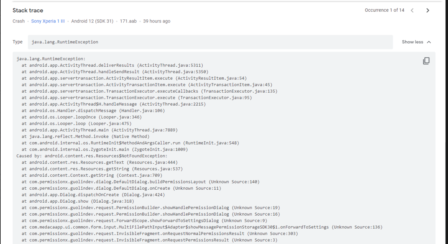 Permission crash when getString · Issue #176 · guolindev/PermissionX · GitHub