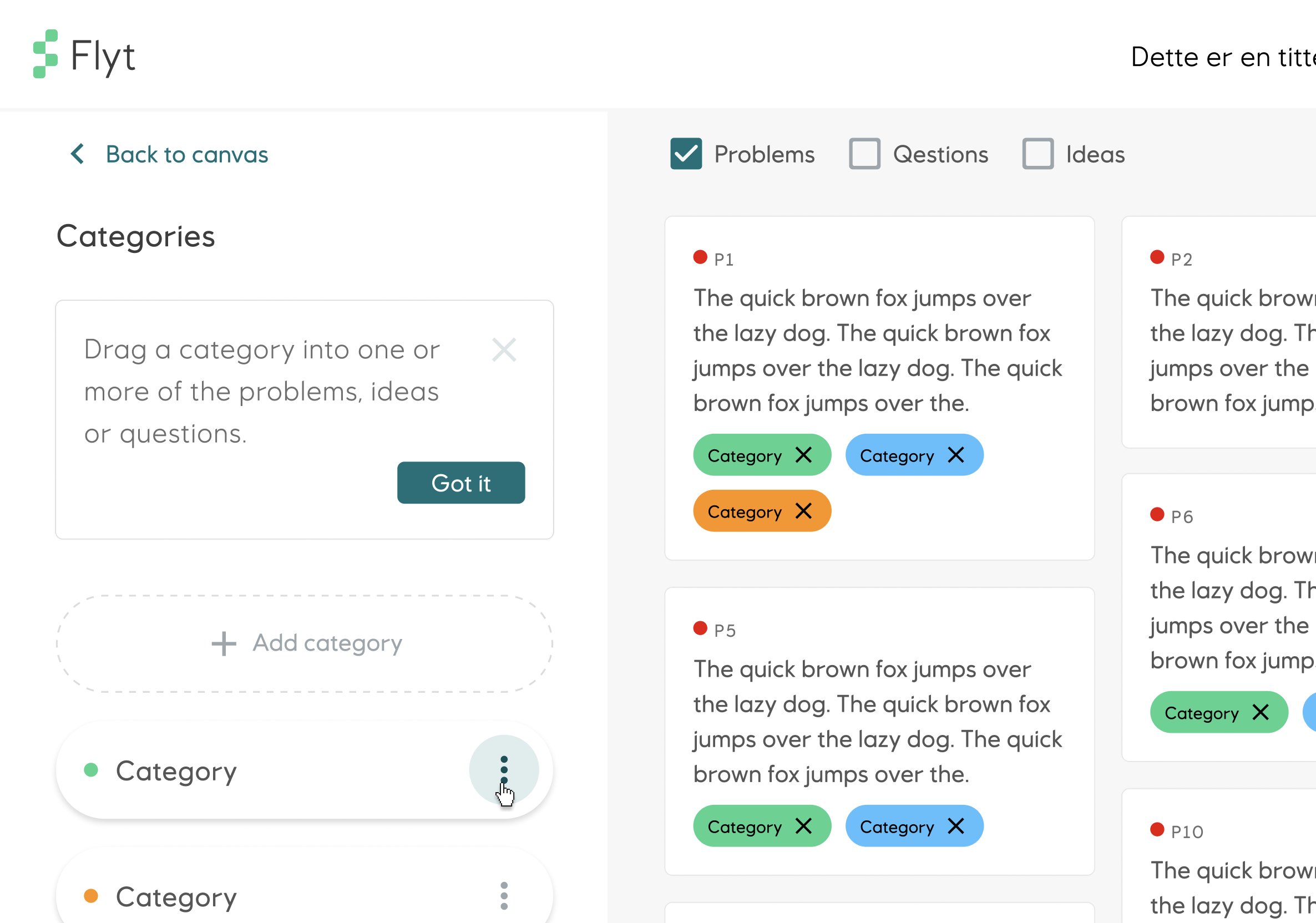 Categorisation page (aka. Parking lot or Fishbone) · Issue #112 · equinor/flyt · GitHub