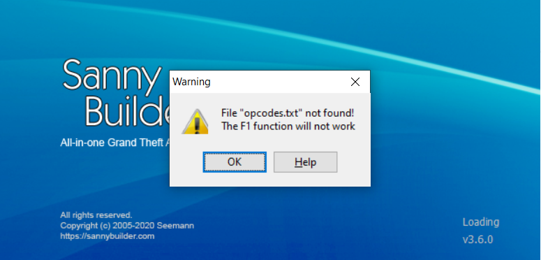 The Problem When I Open Sanny Builder V3.6.0 · Issue #89 · sannybuilder/dev · GitHub