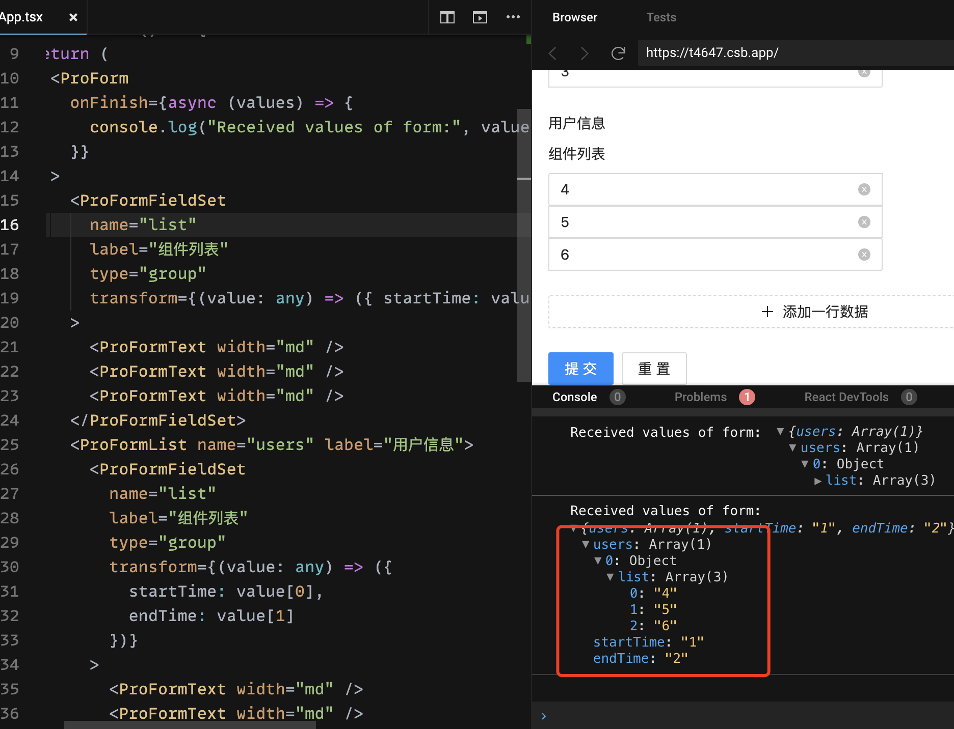 🐛[BUG]ProFormFieldSet 和 ProFormList搭配使用时，提交时不会走transform · Issue #3531 · ant-design/pro ...