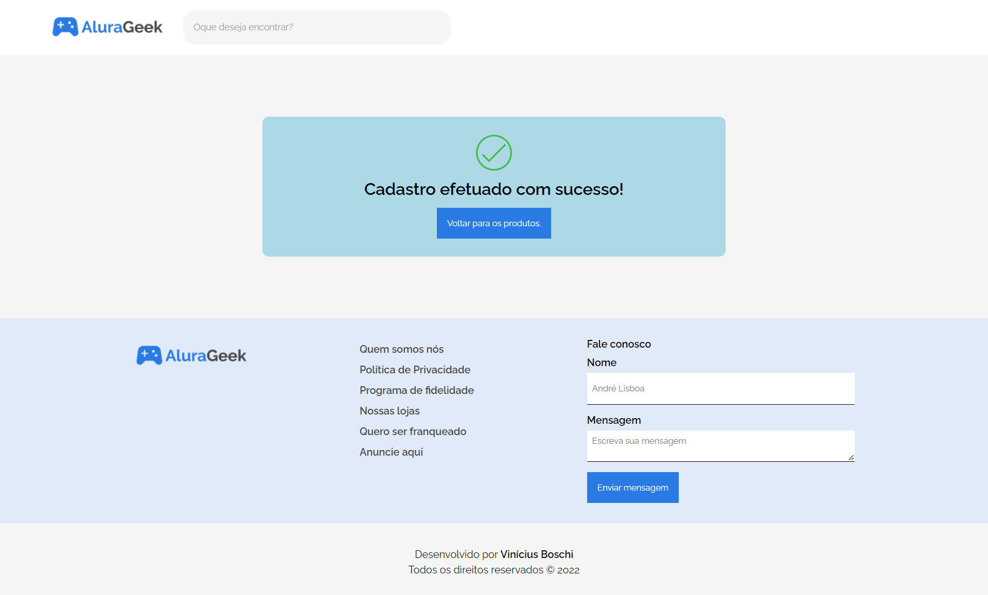 GitHub - Vinicius-Boschi/AluraGeek: https://alurageeks.netlify.app/