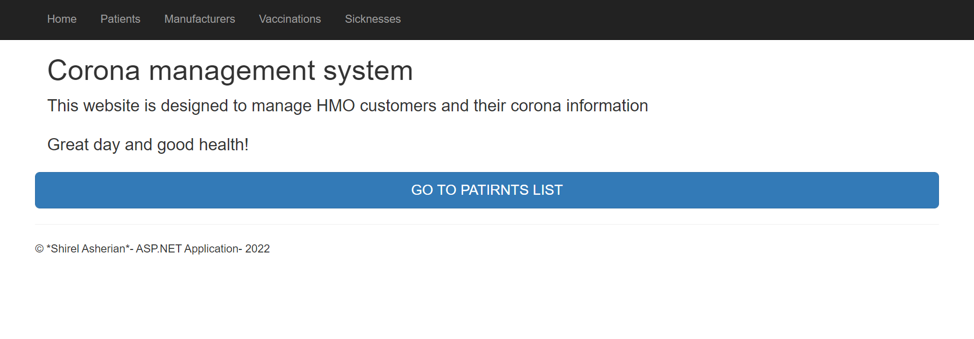GitHub - shirel123la/Corona-management-system
