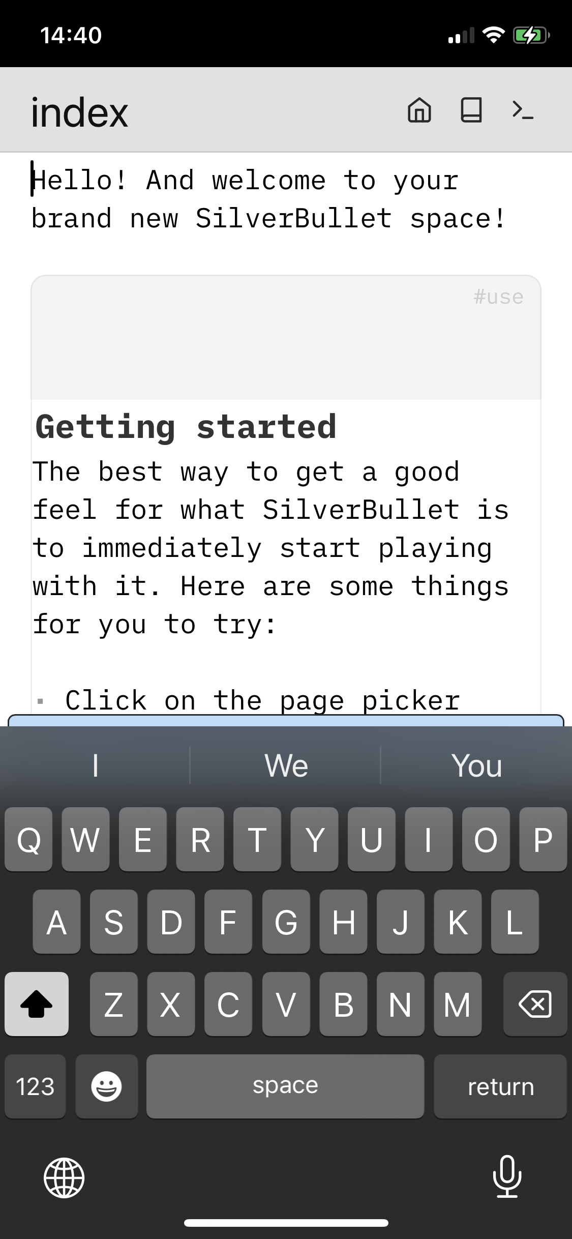 iOS: dismiss keyboard, predictive covers key info · Issue #377 · silverbulletmd/silverbullet ...
