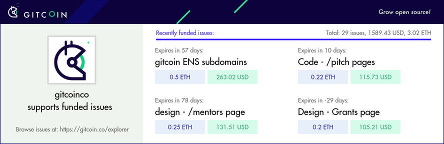 redesign embeddable widget for github reops · Issue #594 · gitcoinco/web · GitHub