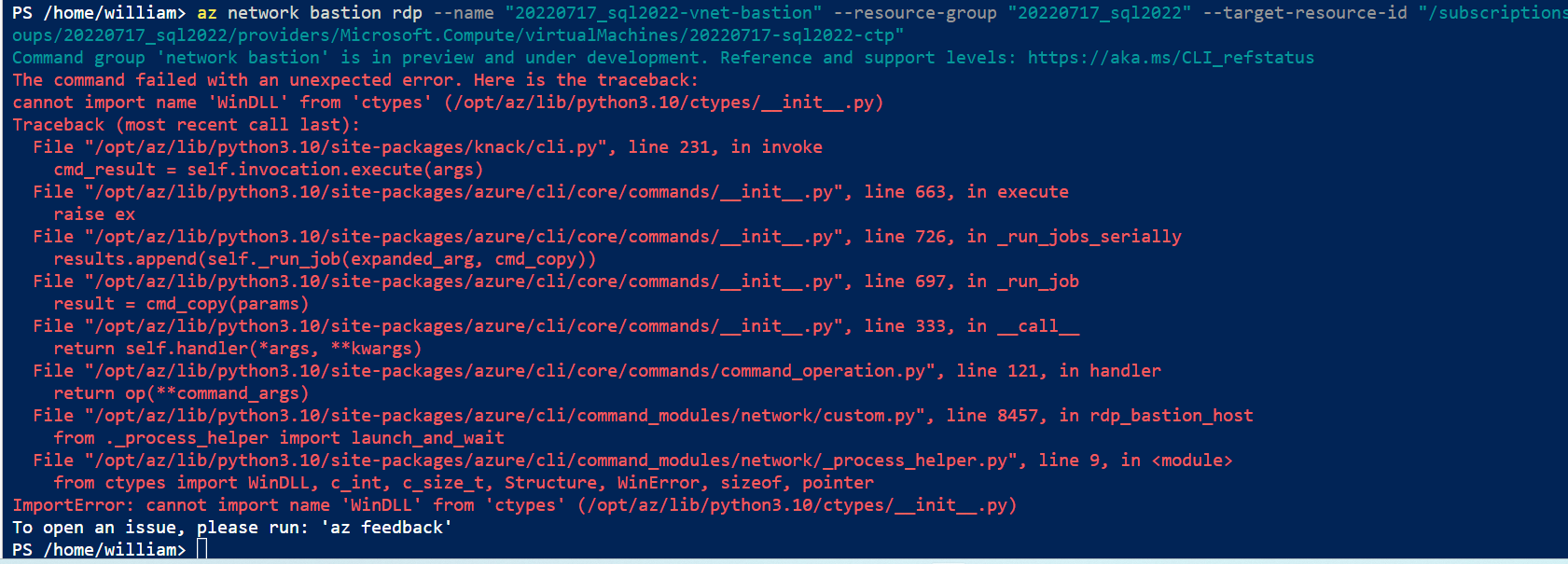 az network bastion rdp error following docs · Issue #23228 · Azure ...