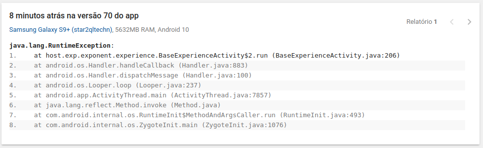 Apps sometimes crash (call stack at BaseExperienceActivity$2.run ...