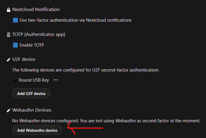 [BUG] Cannot add Webauthn Devices · Issue #55 · nextcloud/twofactor_webauthn · GitHub